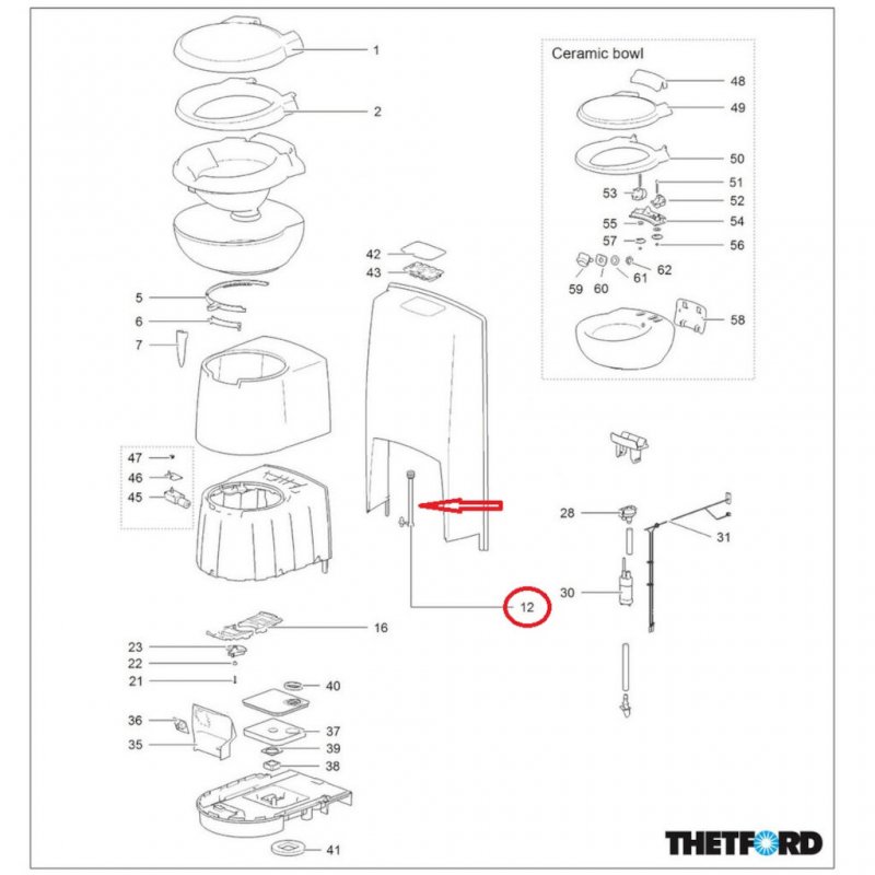 Thetford C250/C260 Drænslange med prop